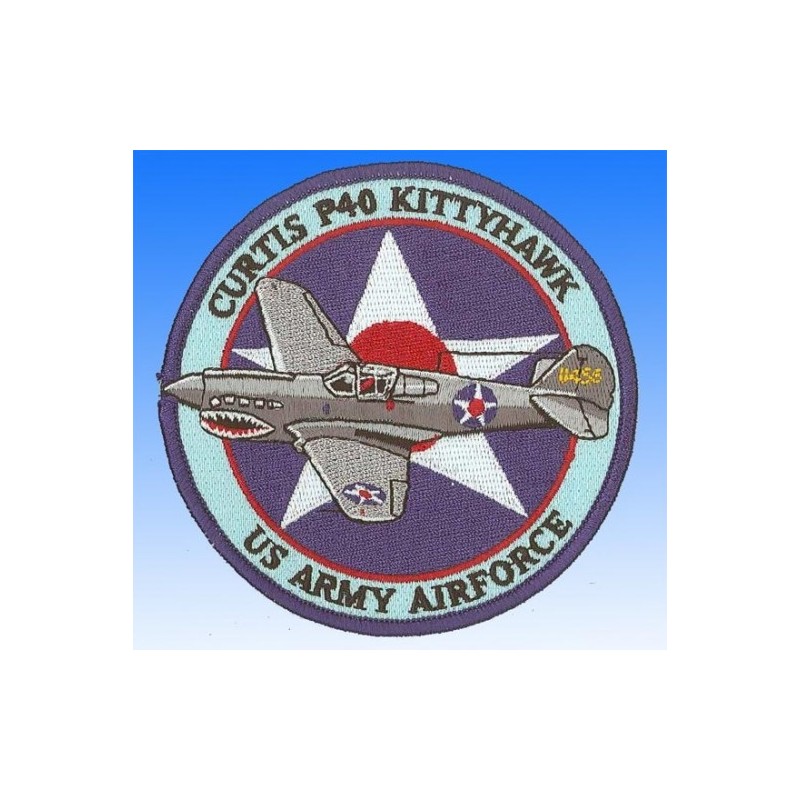 Patch brode - Curtis P40 Kittyhawk USAAF - cadeaux et objets pour passionné d'aviation